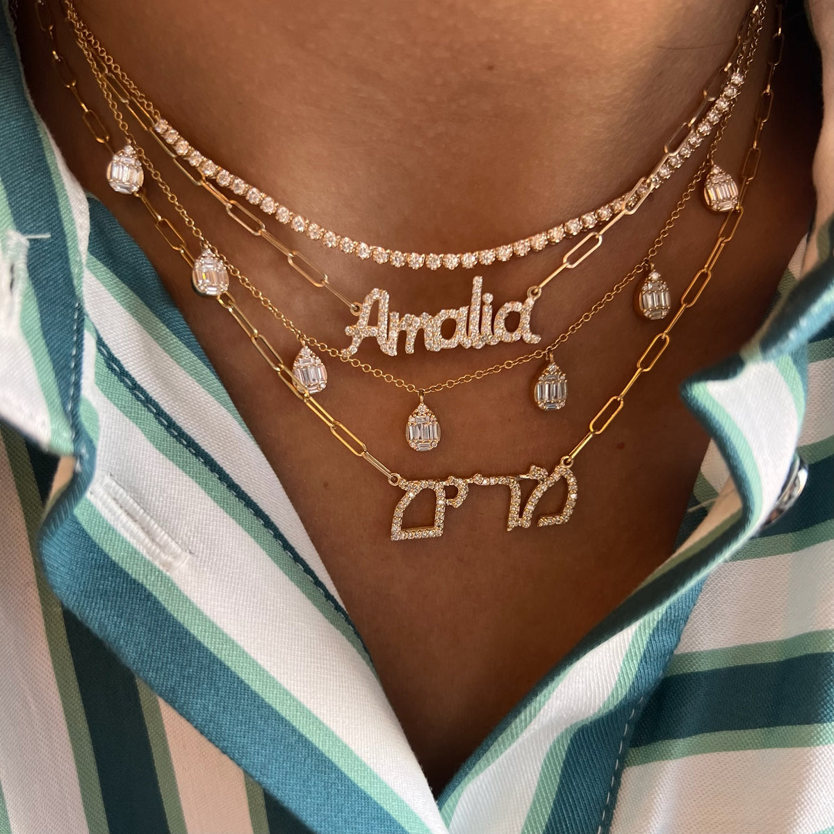 7 Cluster Pave Diamond Pears On Chain Necklace – Velvet Box Jewels