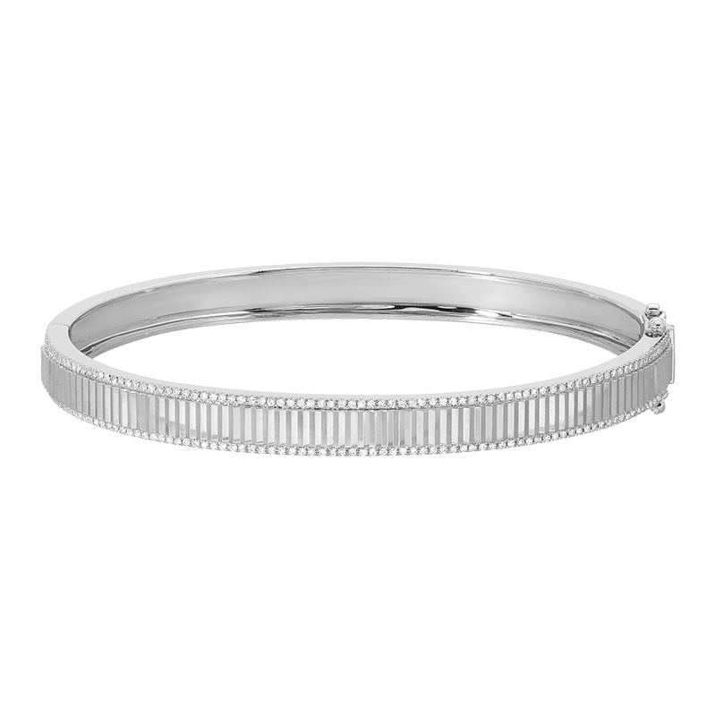 Ribbed Bangle With two Rows Pave Diamonds – Velvet Box Jewels