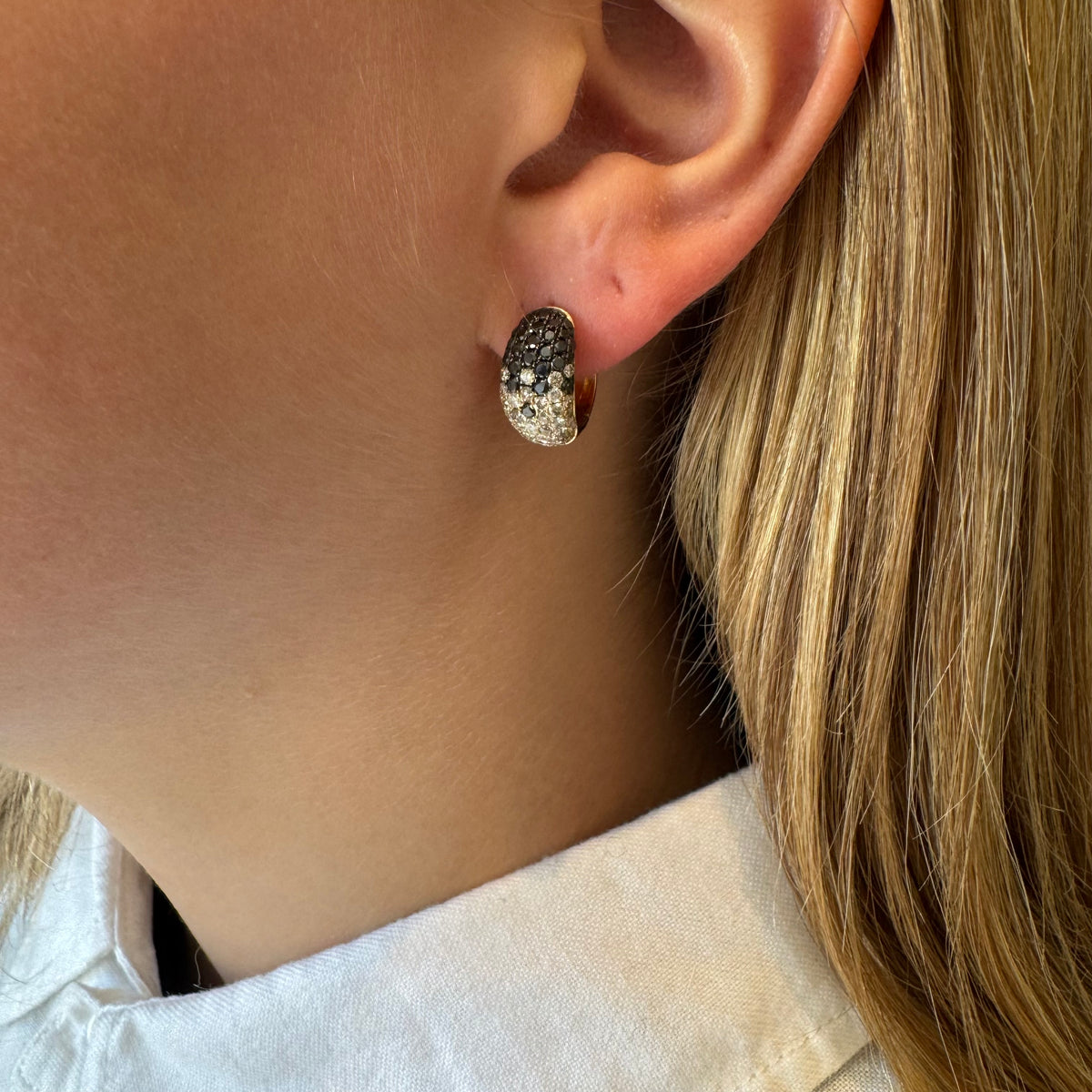 Ombré Black Diamond & Pave Thick Huggies – Velvet Box Jewels