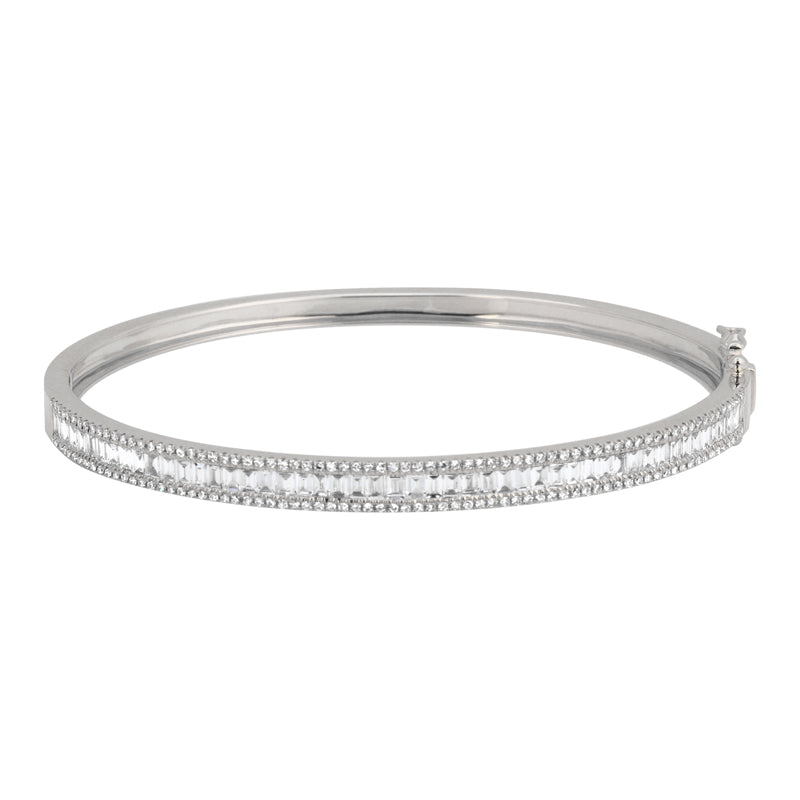 Baguette & Pave Diamond Three Row Bangle – Velvet Box Jewels