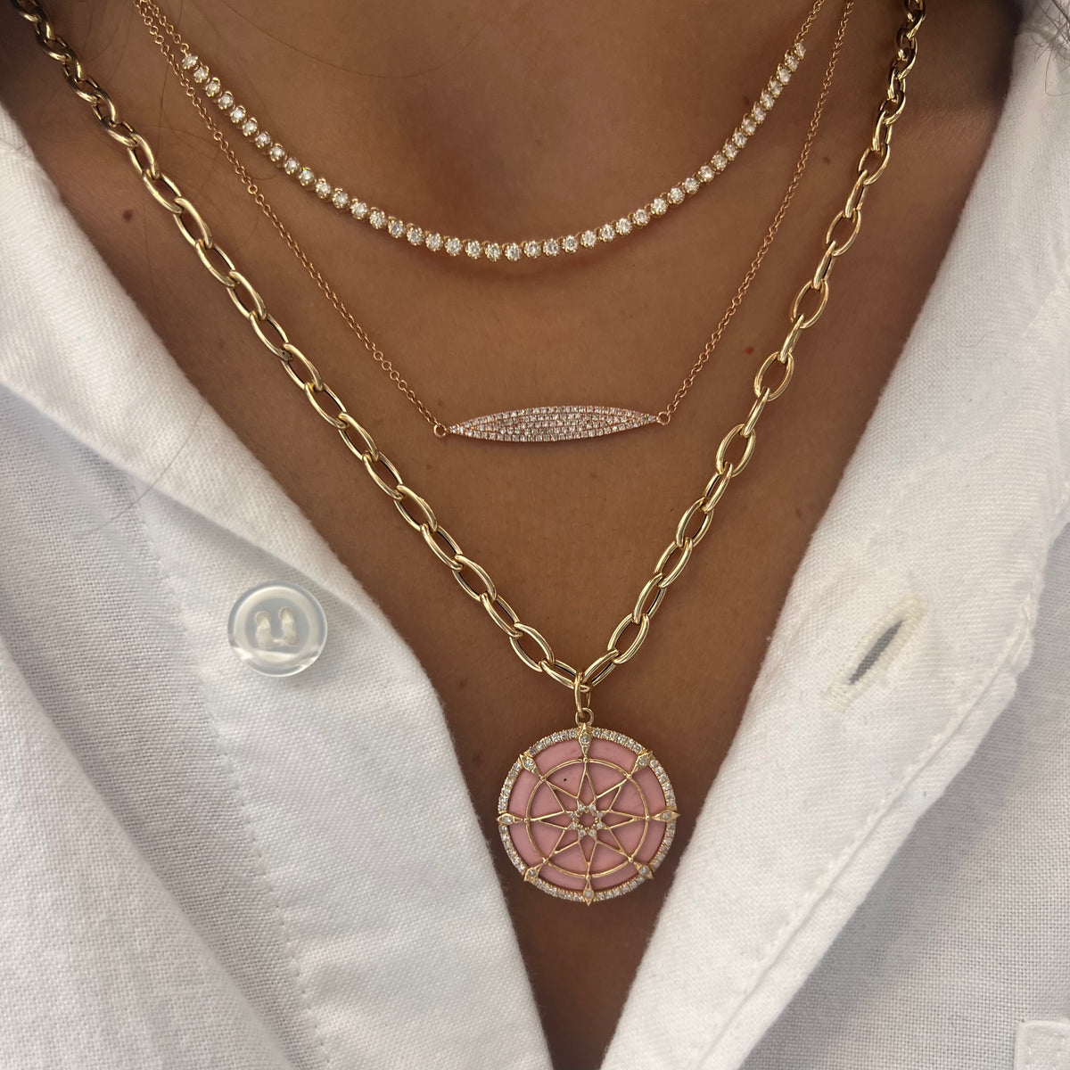 Elongated Pave Diamond Marquee on Chain Necklace – Velvet Box Jewels