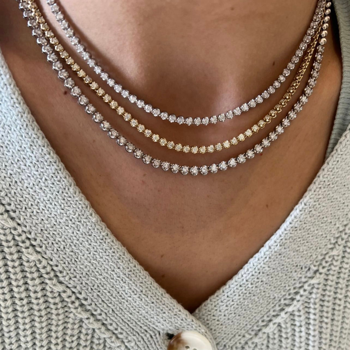 Halfway Diamond Tennis Necklace, Buttercup Setting – Velvet Box Jewels
