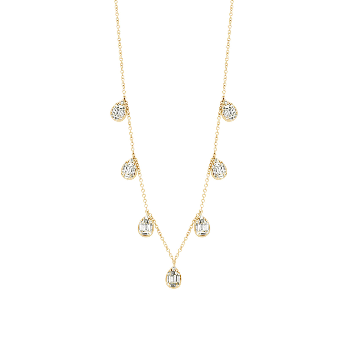 7 Cluster Pave Diamond Pears On Chain Necklace – Velvet Box Jewels